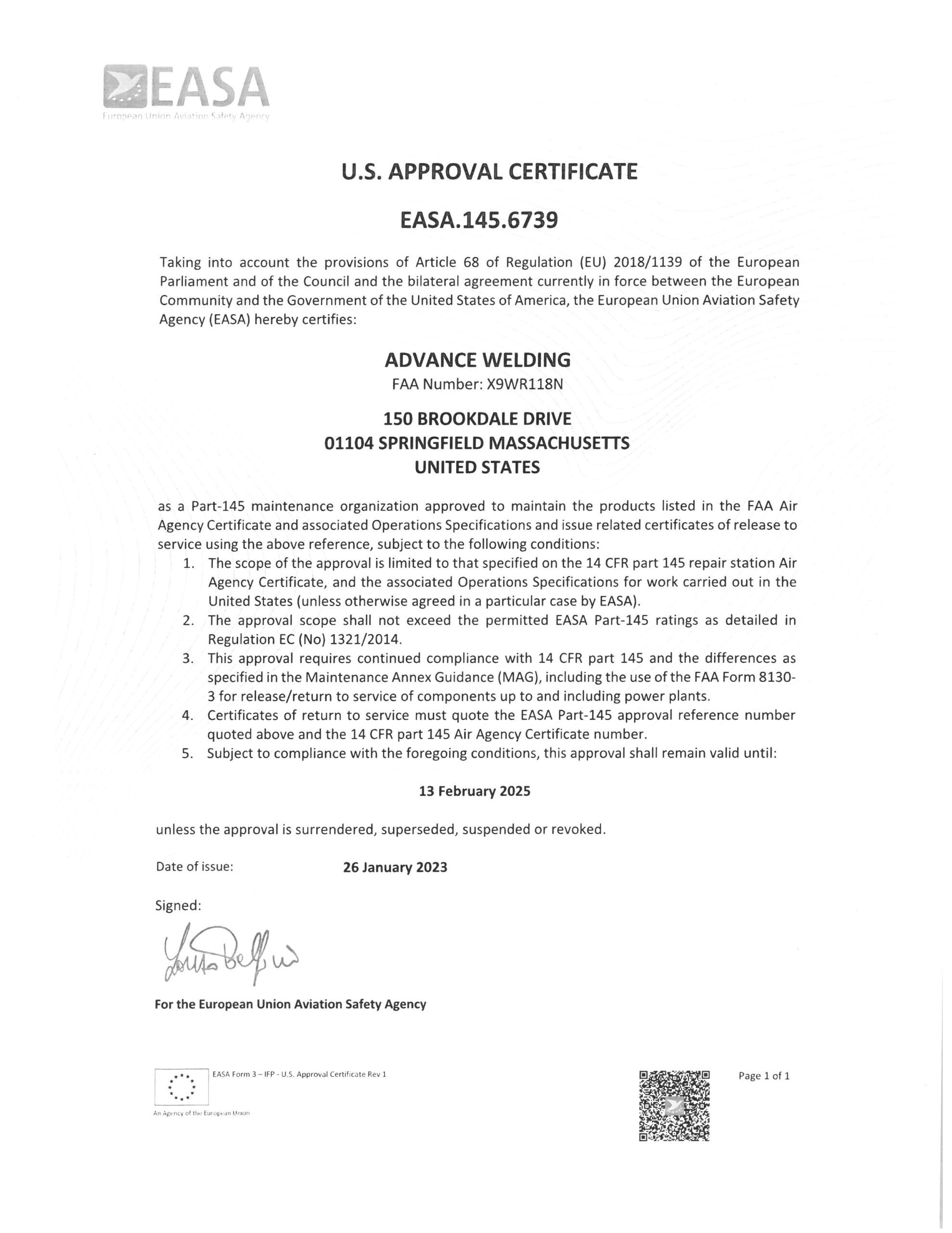 Certifications - Advance Welding